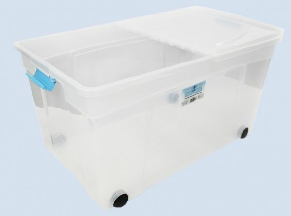 TML Clik N Store Box Lid 110L Clear With Wheels - HiC Stornoway