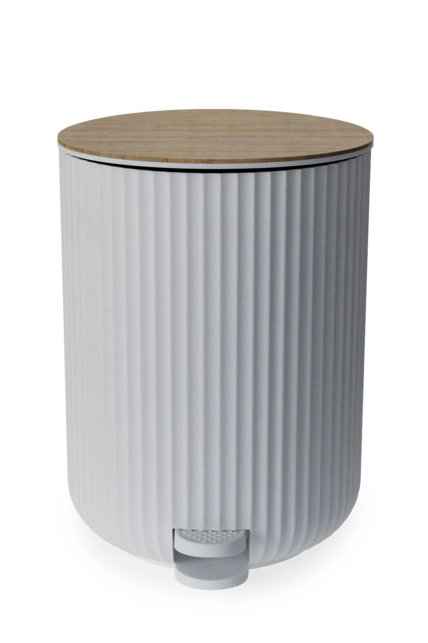 BLU Berkeley Pedal Bin - White W/Bamboo Lid - HiC Stornoway