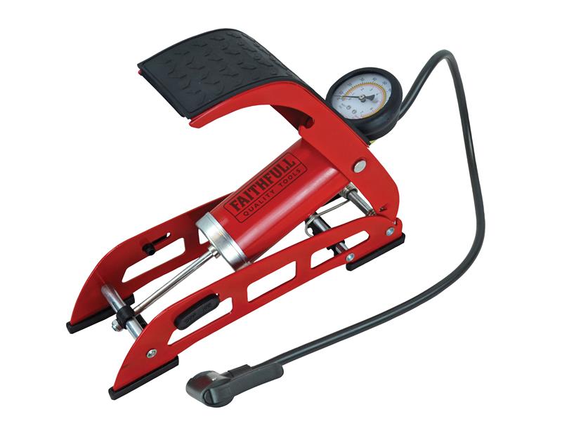 Faithfull Foot Pump Single Cylinder with Gauge - HiC Stornoway