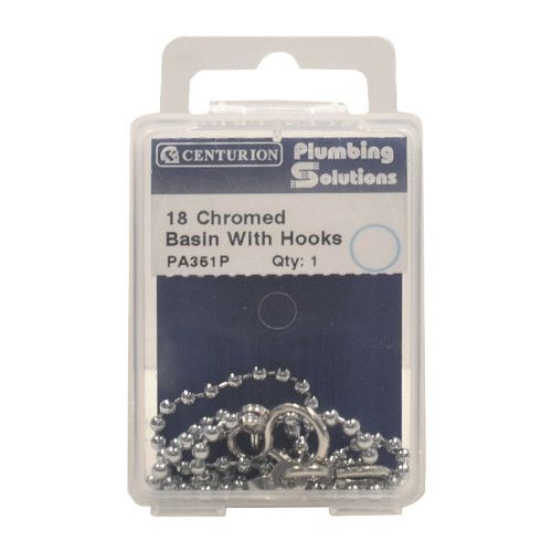 18" Chrome Basin Chain With Hooks - HiC Stornoway
